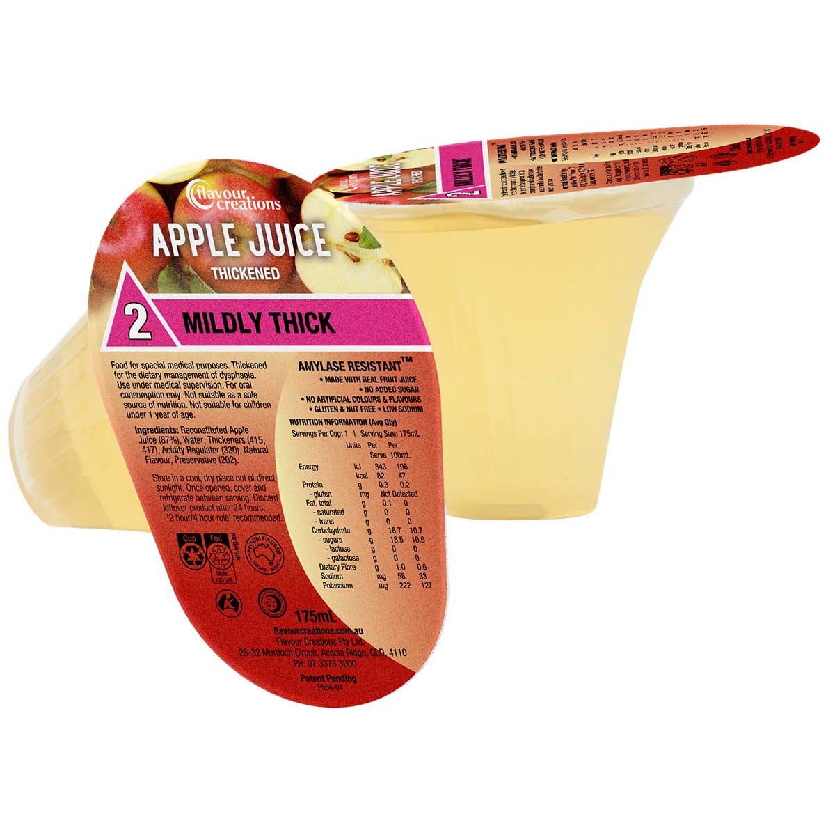 Flavour Creations Apple Juice 2 Mildly Thick 175ml Dysphagia Rtd Ctn
