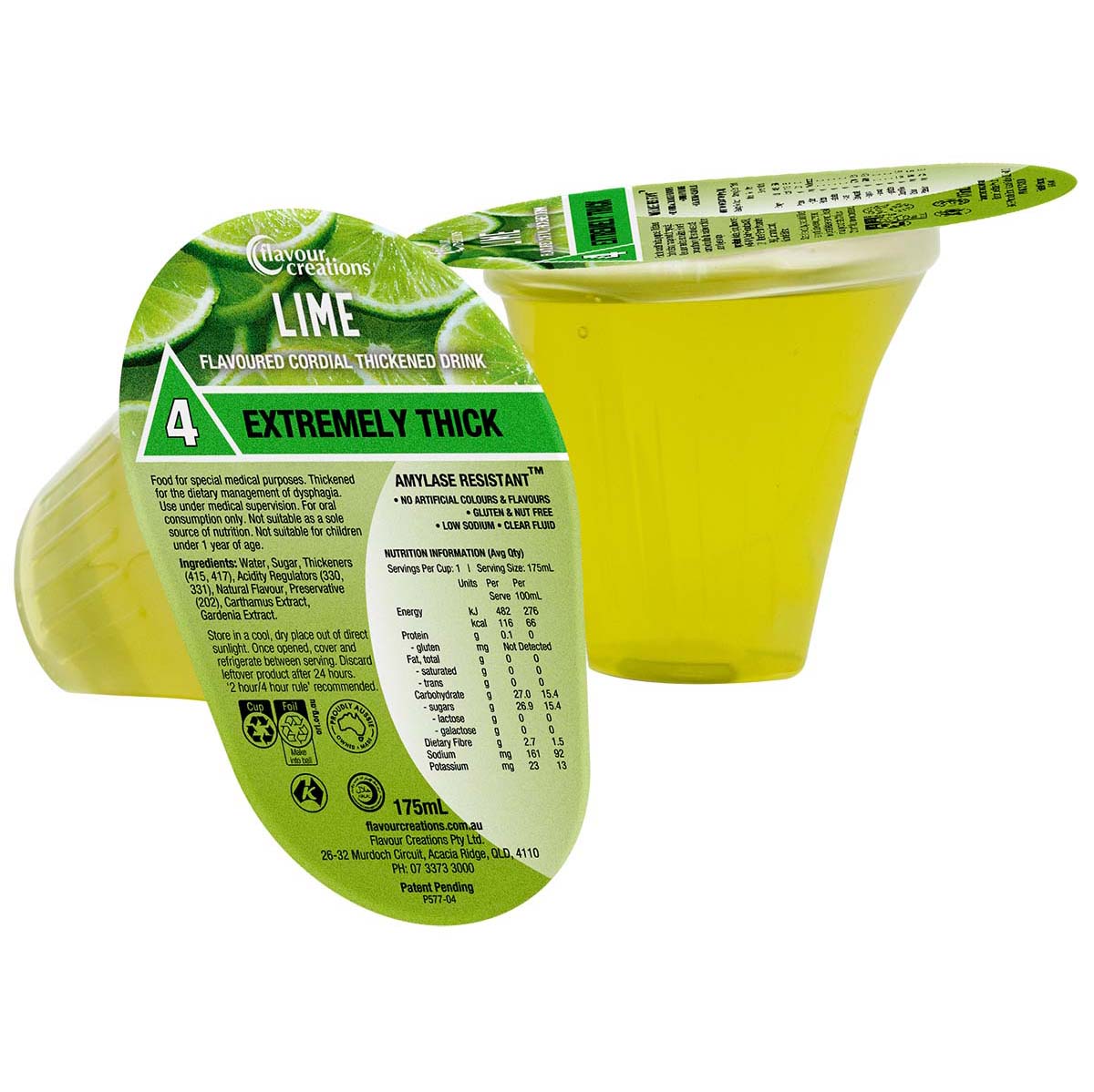 Flavour Creations Lime Cordial 4 Extremely Thick 175ml Dysphagia Rtd